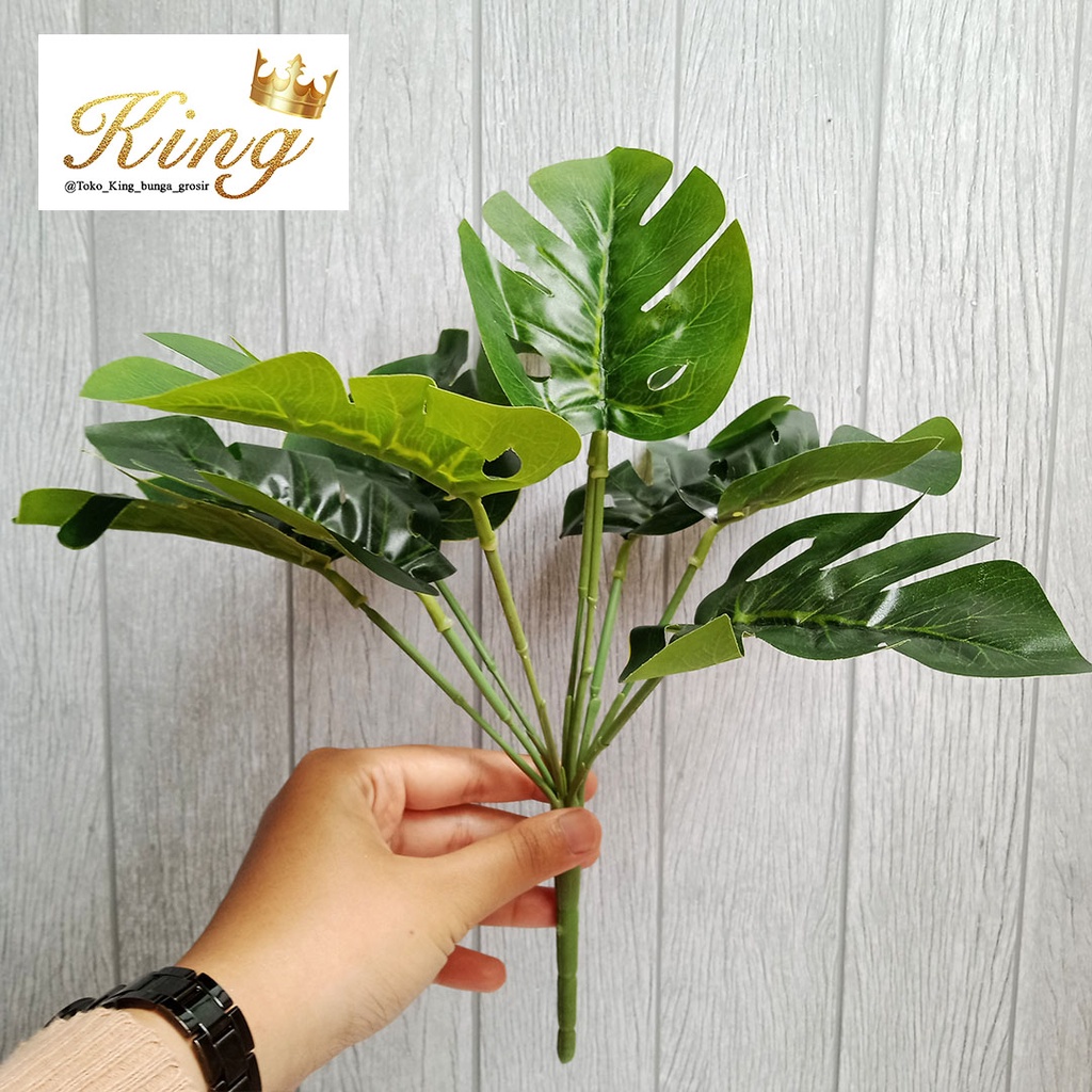 Jual Daun Hijau Artifisial Monstera Palsu 9stem Tanaman Artificial ...