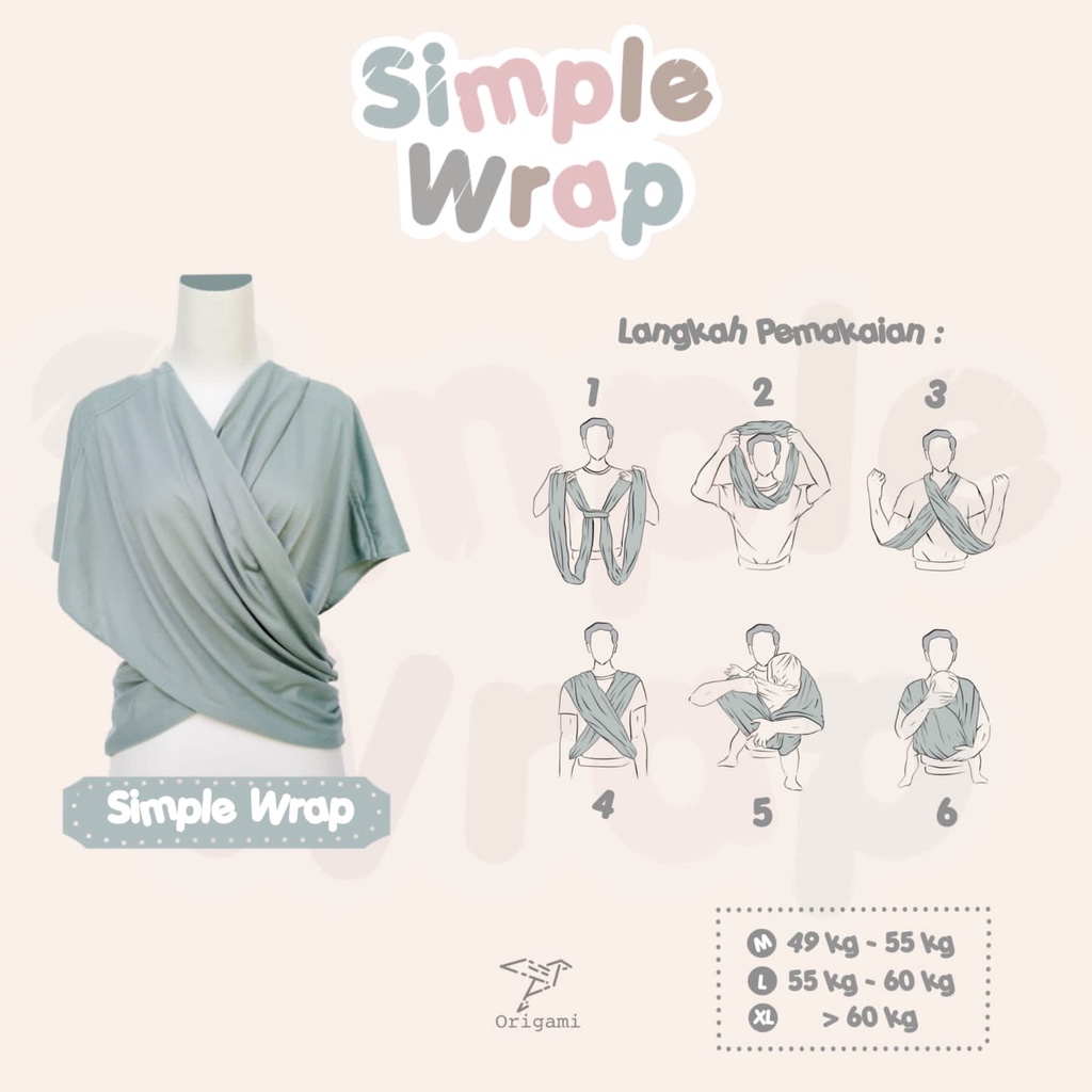 Jual Gendongan Kaos Simple Wrap Origami - Gendongan Dua Posisi | Shopee ...