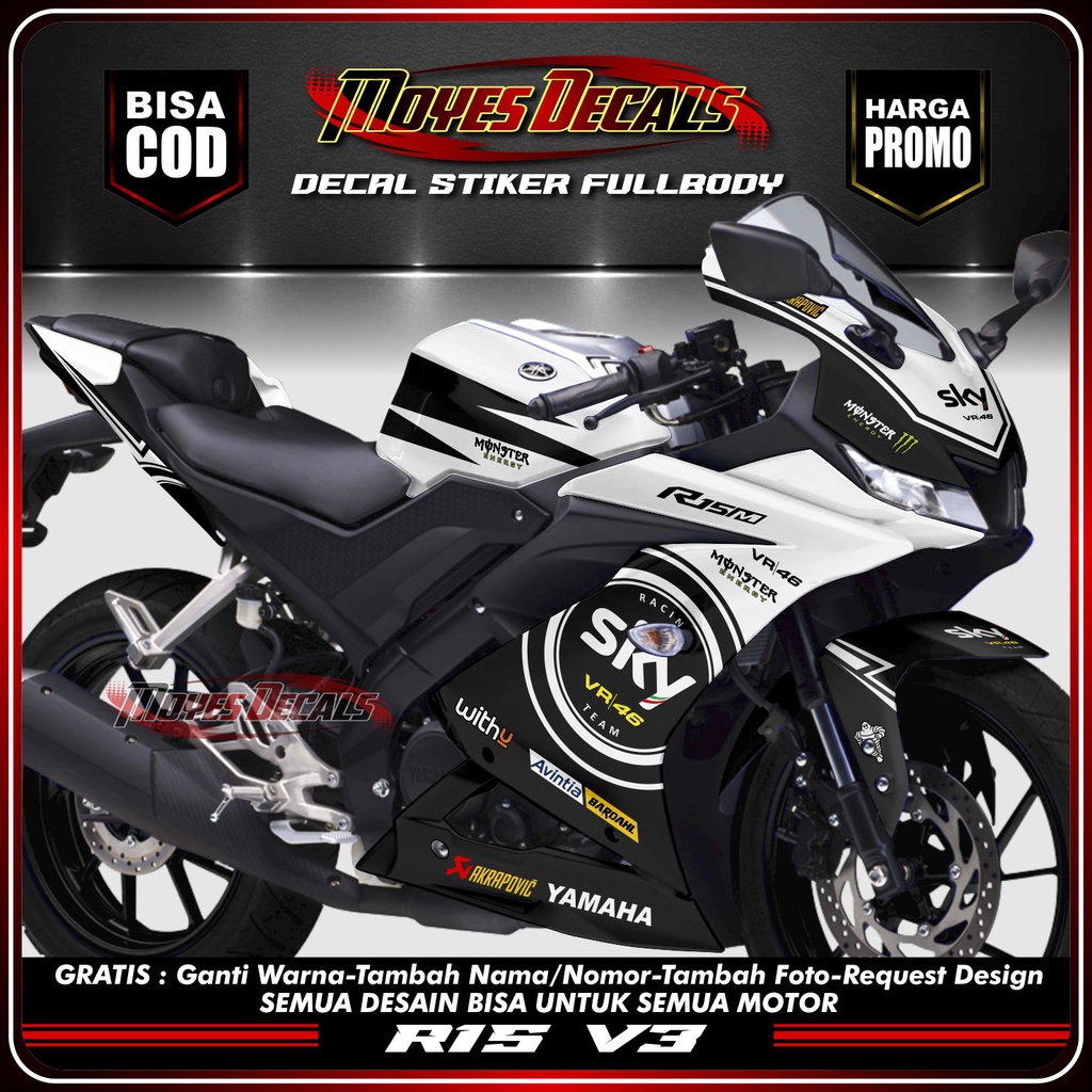 Jual Sticker Striping Decal Yamaha R15 V3, Sticker Decal Motor R15 V3 ...