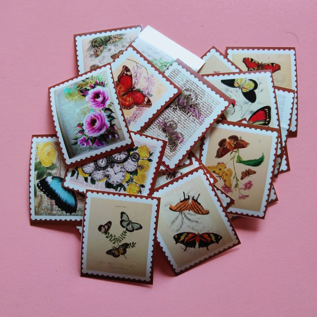 Jual sticker scrapbook perangko aesthetic - stiker jurnal set motif ...