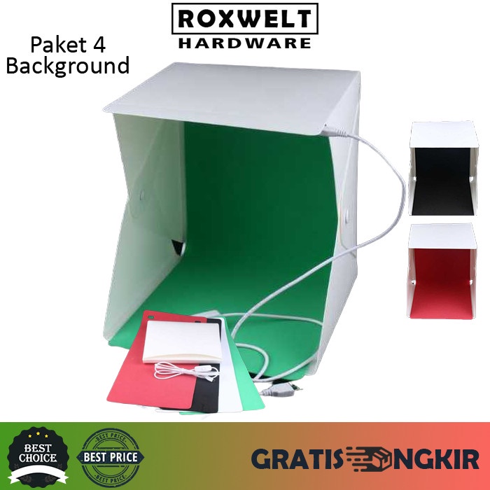 Jual Portable Photo Studio Mini 1 Button dengan LED dan 4 Pcs ...