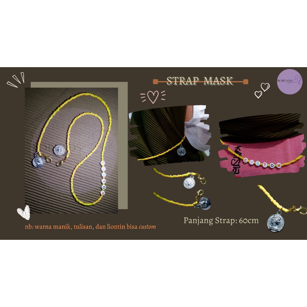 Jual Strap Mask manik-manik cewek cowok custom huruf (BACA DESKRIPSI ...