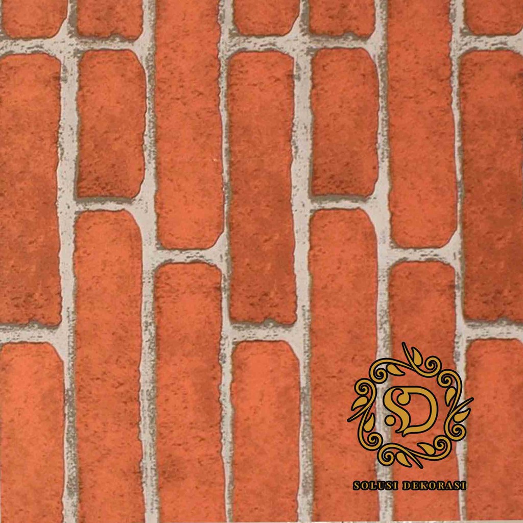 Jual Wallpaper dinding motif bata oren | Wallpaper stiker dinding kamar ...