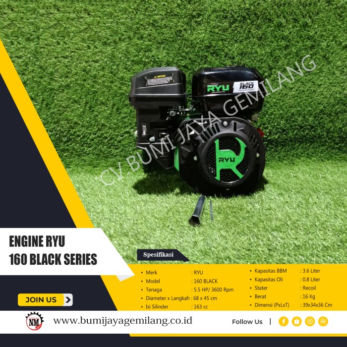 Jual MESIN PENGGERAK SERBAGUNA / ENGINE RYU BLACK 160 | Shopee Indonesia