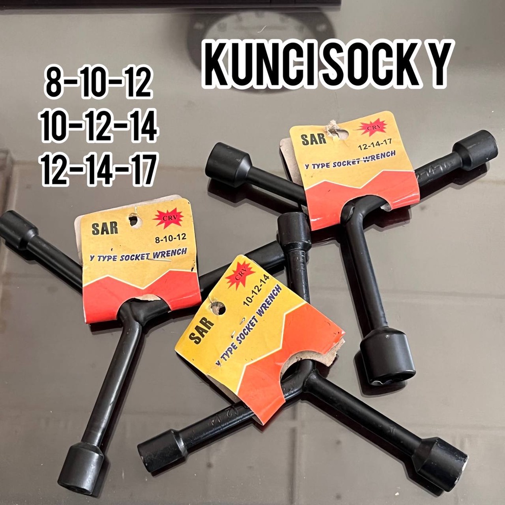 Jual KUNCI SOCK Y / SHOCK / SOCKET HITAM UKURAN 8 x 10 x 12 x 14 x 17 ...