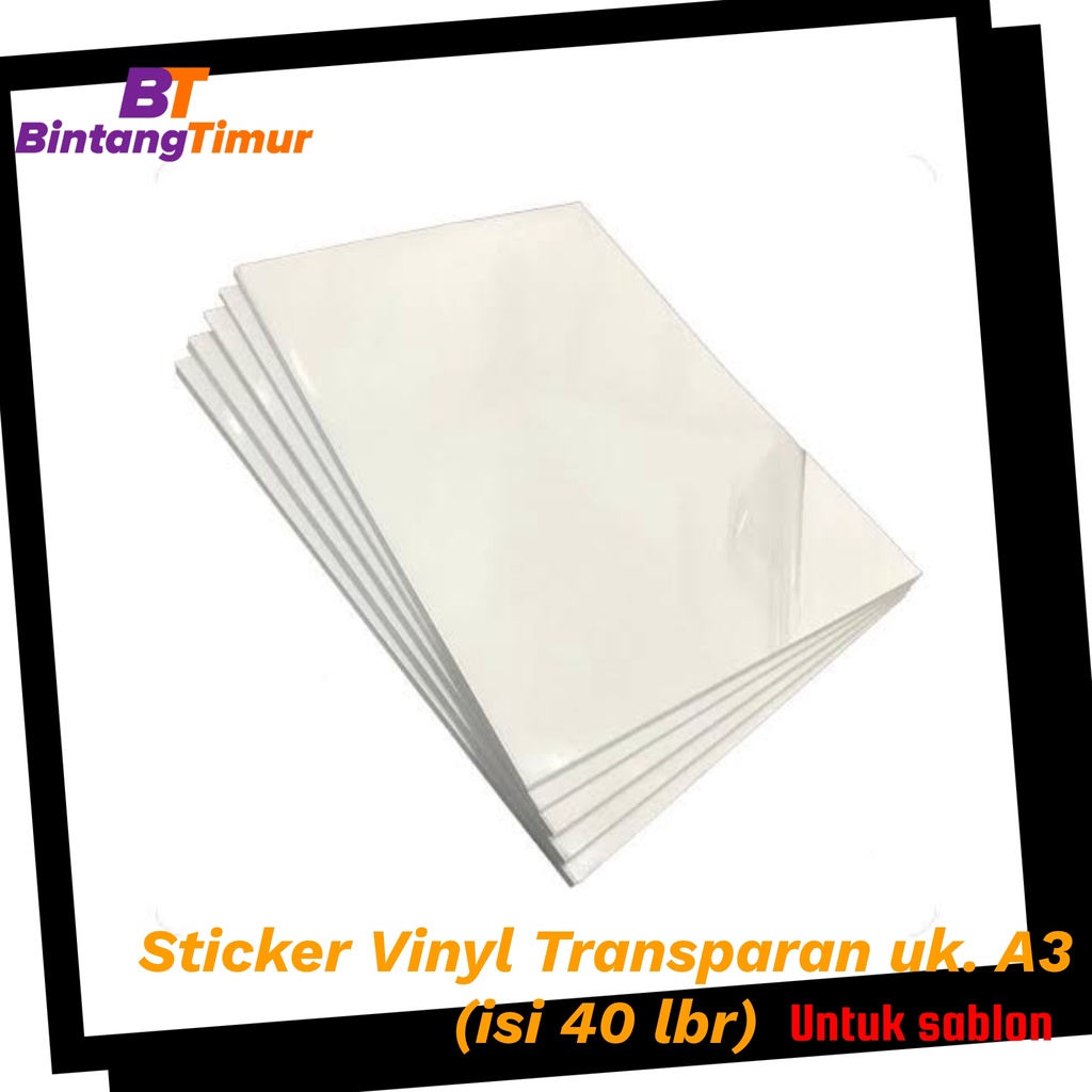 Jual Sticker Vinyl Transparan ukuran A3 isi 40 lembar | Shopee Indonesia