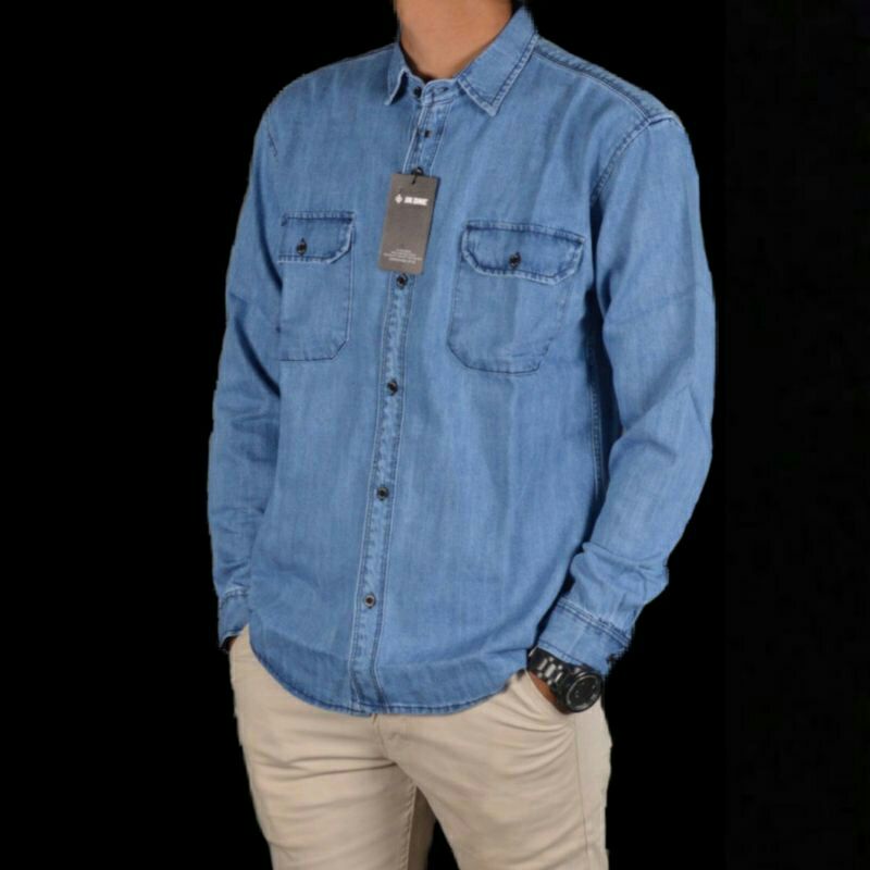 Jual Kemeja Jeans Pria Lengan Panjang Denim Distro Kasual Casual Tomiko ...