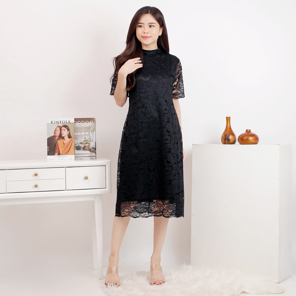 Jual (REALPICT) Midi Dress Brukat LOLI Party Dress Pesta Kondangan Natal / Dress Ibadah Gereja ...