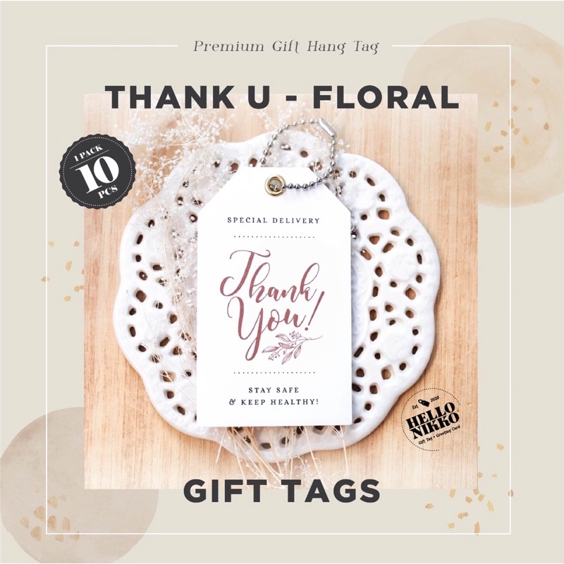 Jual Thank you FLORAL gift tag - Hang tag kartu ucapan kado sticker ...
