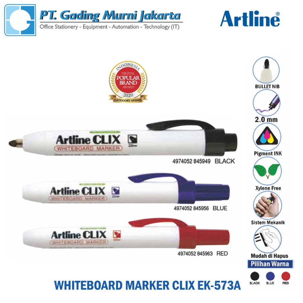 Jual SPIDOL MARKER W/B ARTLINE CLIX EK 573A | Shopee Indonesia