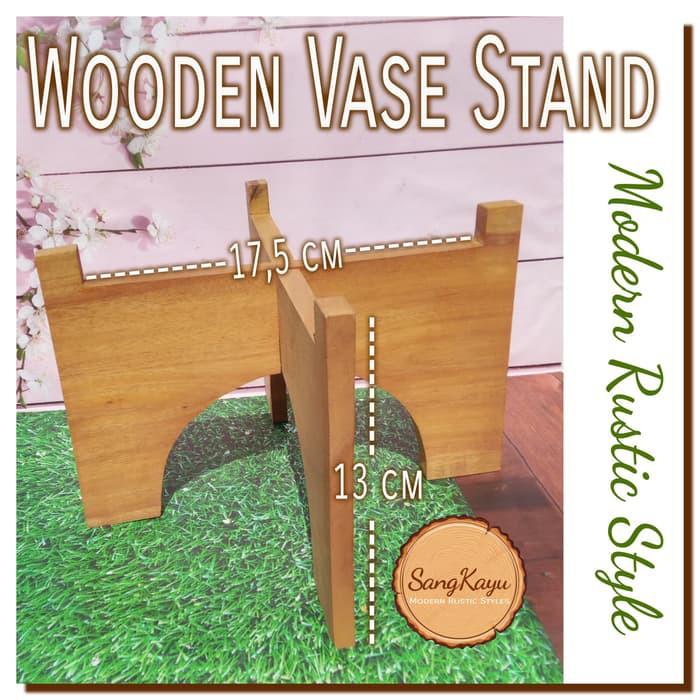 Jual SangKayu Wooden Vase Stand 17,5x13 cm Rak Tempat Pot Bunga Vas ...
