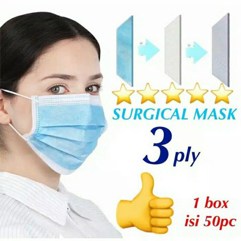 Jual Masker Earloop dan Headloop 3 PLY/Surgical Mask/Disposable Mask ...