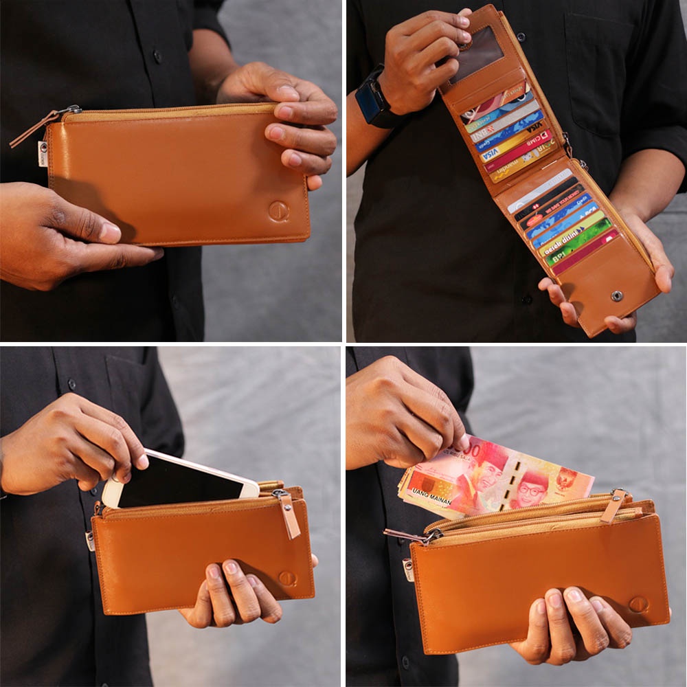 Jual Dompet Kulit Pria / Dompet Lipat Panjang Resleting Pria Cowok Cowo ...