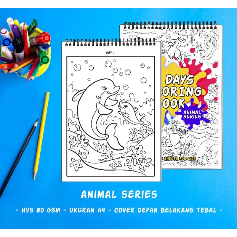 Jual BUKU MEWARNAI A4 UNTUK ANAK 30 HARI DENGAN TEMA.. COLORING BOOK ...