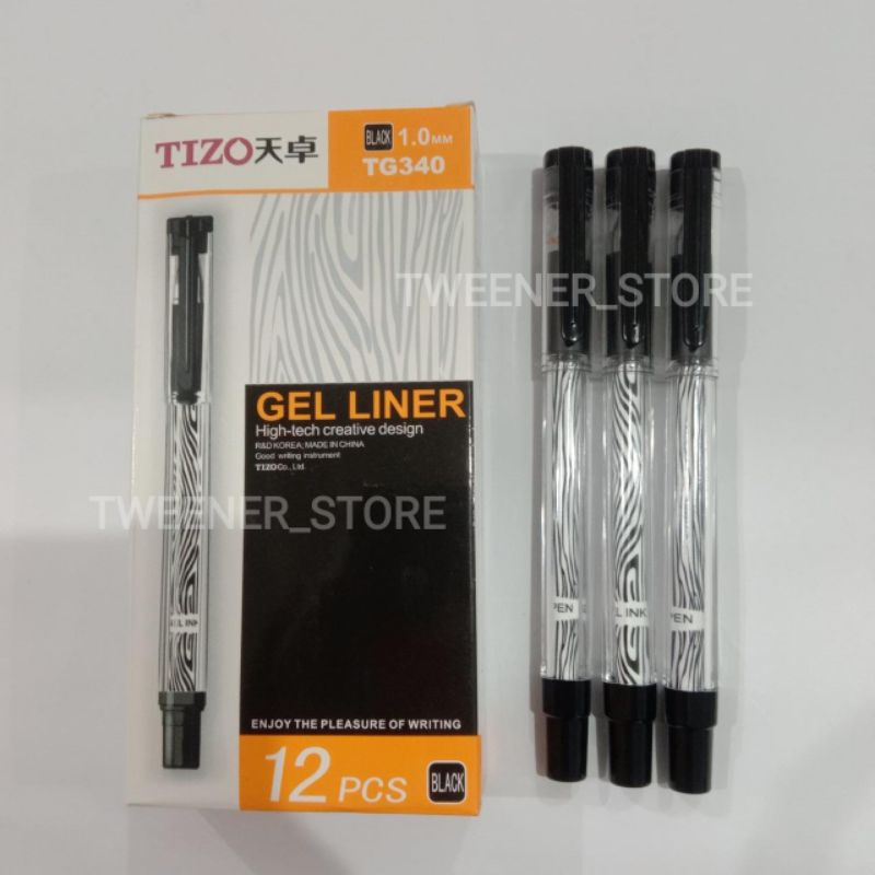 Jual Tizo TG340 Gel Liner Pen 1.0 mm Black Hitam | Ballpoint Bolpen ...