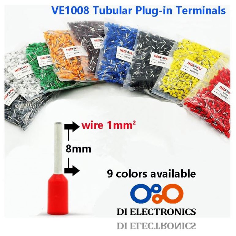 Jual E1008 Ferrules Skun Kabel 1mm 1.0mm2 Turbular Insulated Electrical ...
