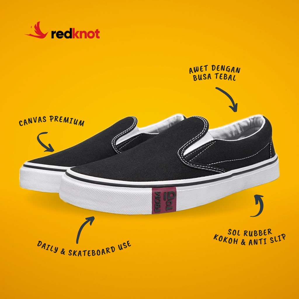 Jual Redknot Triple Hitam - Sepatu Slip On Pria Murah | Shopee Indonesia