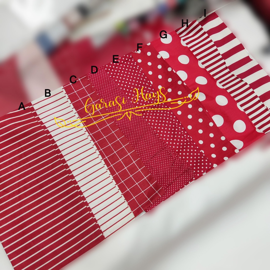 Jual Kain Katun Jepang Japan Design Polkadot Stripes Kotak Red Merah ...