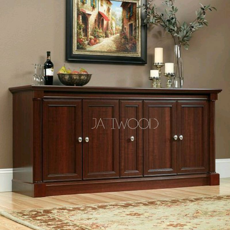Jual Meja kabinet kayu jati solid 200cm minimalis 5 pintu, lemari ...