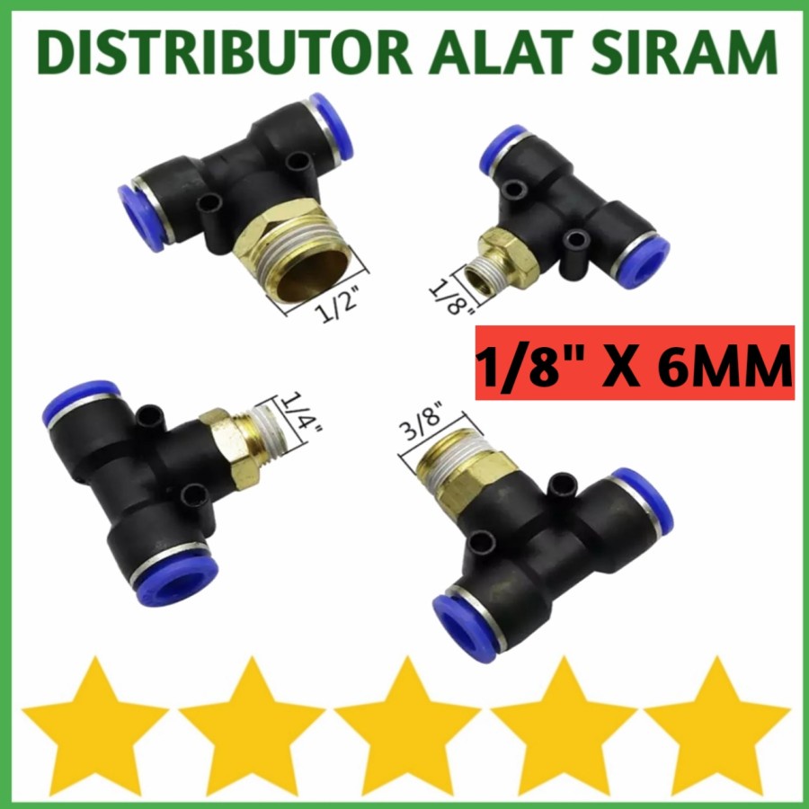 Jual FITTING PNEUMATIC SLIP LOCK TEE DRAT 1/8 X 6MM PUSH IN SELANG PU 6 ...