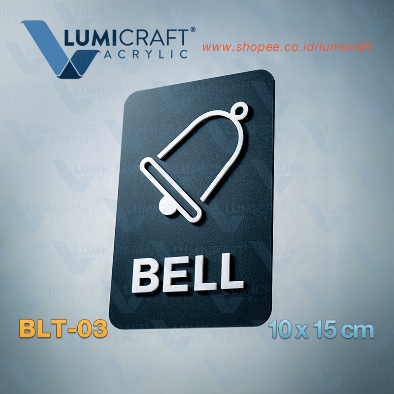Jual Bell Sign Acrylic / Lambang Bel Akrilik Minimalis Hitam Timbul 3 ...