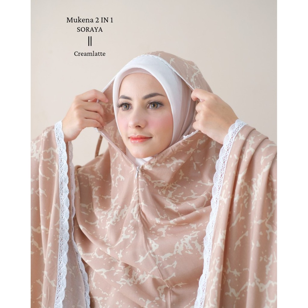 Jual MUKENA DEWASA RAYON 2 IN 1 SORAYA (CREAMLATTE) | Shopee Indonesia