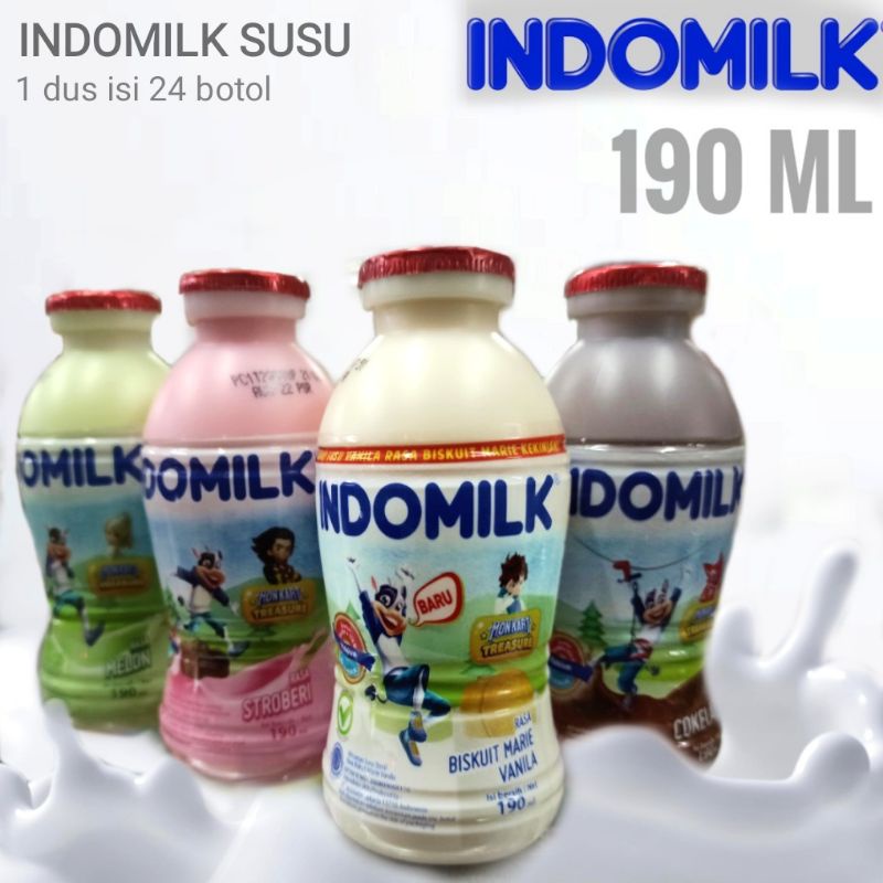 Jual Susu steril indomilk botol 190ml all varian khusus gosend | Shopee Indonesia