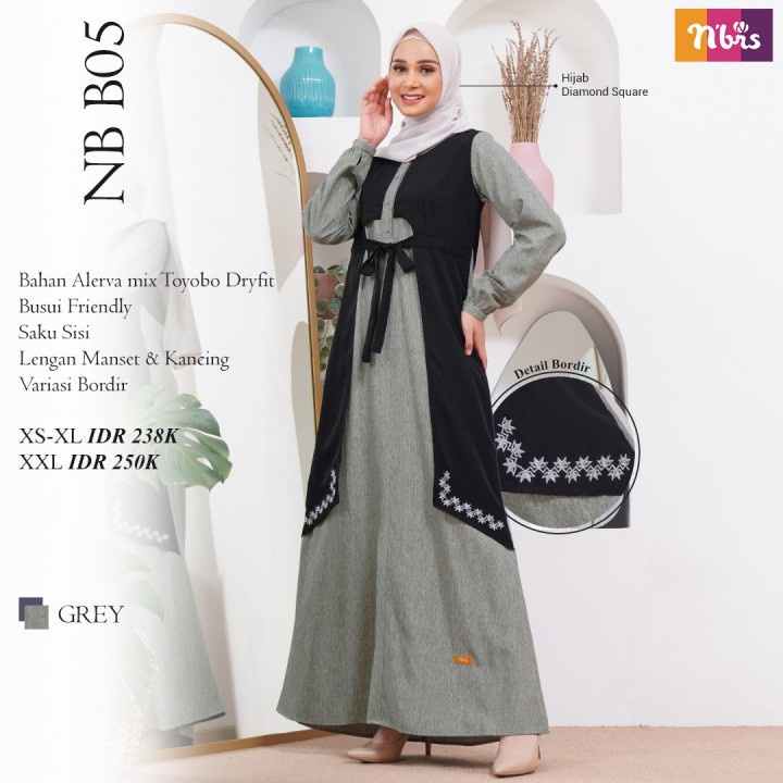 Jual PROMO!!! GAMIS NIBRAS NB B05 NBB 05 DRESS BAJU BUSANA MUSLIM WANITA TERBARU 2021 BUSUI ...