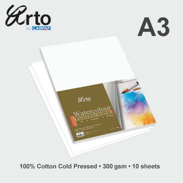 Jual Arto A3 Watercolour Paper / 10 Sheets / 300 Gsm / Cotton / Cold ...