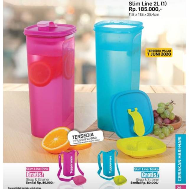 Jual Botol minum Slim line Tupper.ware original 2 liter tanpa tas(1 pcs ...