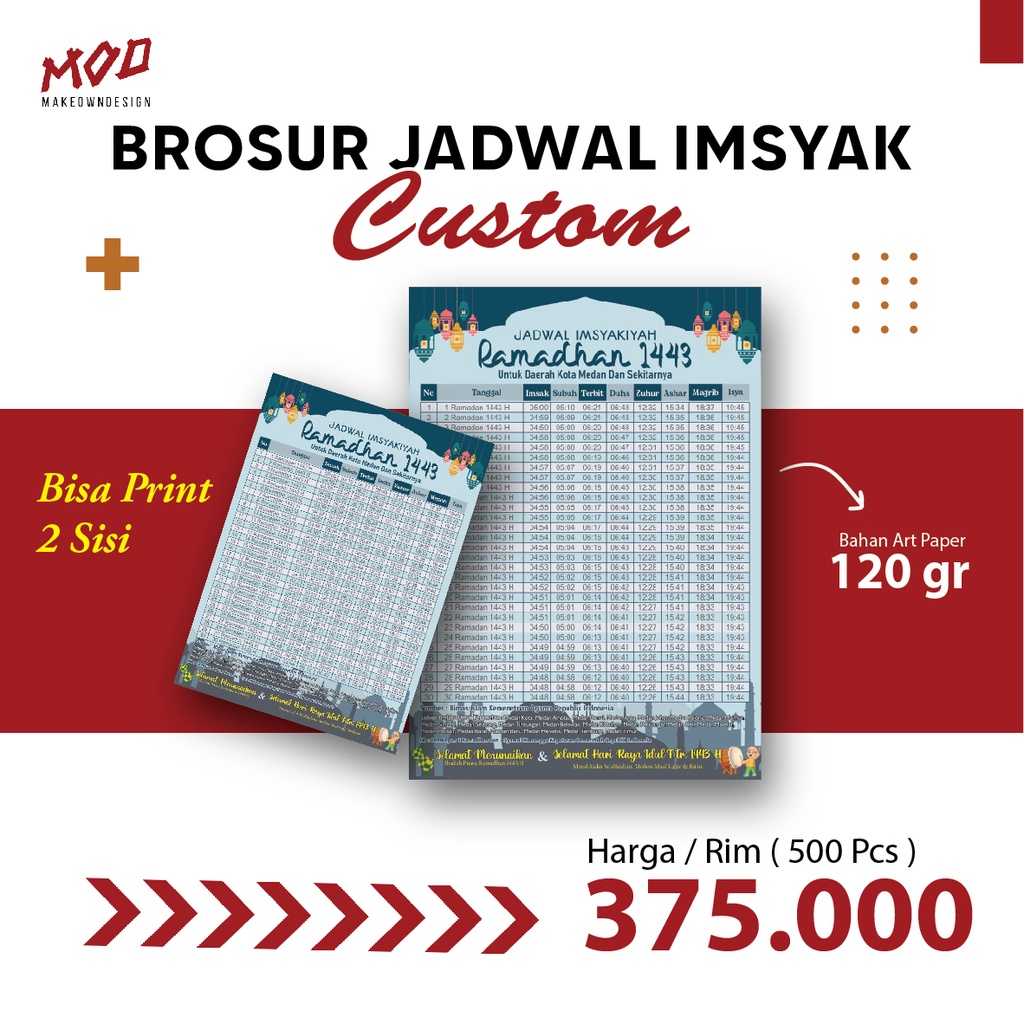 Jual CETAK BROSUR IMSYAKIAH | JADWAL IMSAK | FREE DESIGN | BROSUR ...