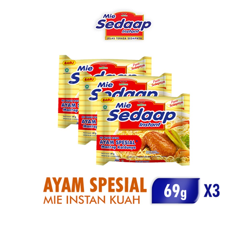 Jual Mie Sedaap Mie Instan Ayam Spesial 3 x 69 gr | Shopee Indonesia