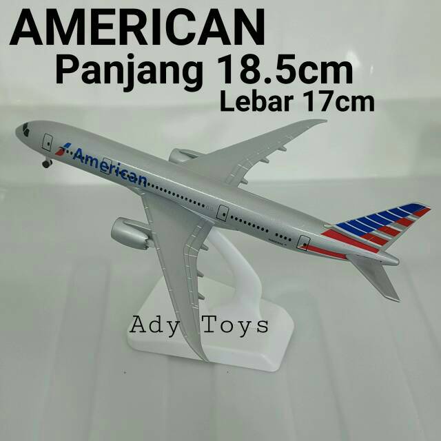 Jual AMERICAN / USA AirLines Maskapai Pesawat Terbang Miniatur Pajangan Diecast Metal Roda ...