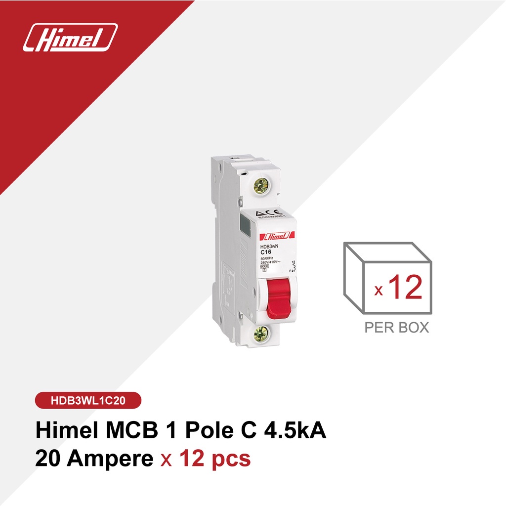 Jual Himel MCB 1 Pole C 4.5kA 20 A isi 12 pcs (Box) | Shopee Indonesia
