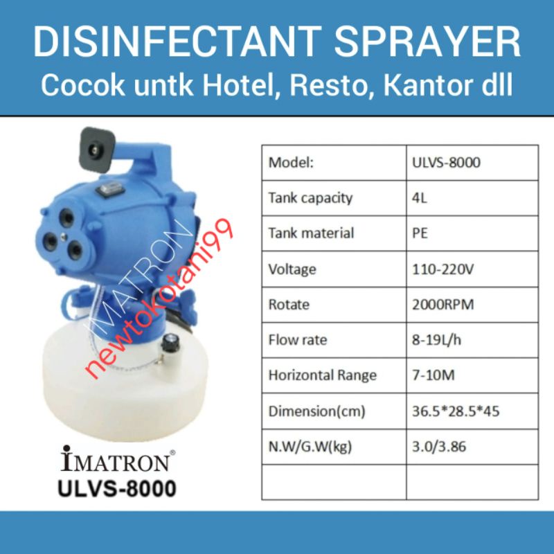 Jual Sprayer desinfektan ulvs IMATRON fogging tenaga listrik semburan ...