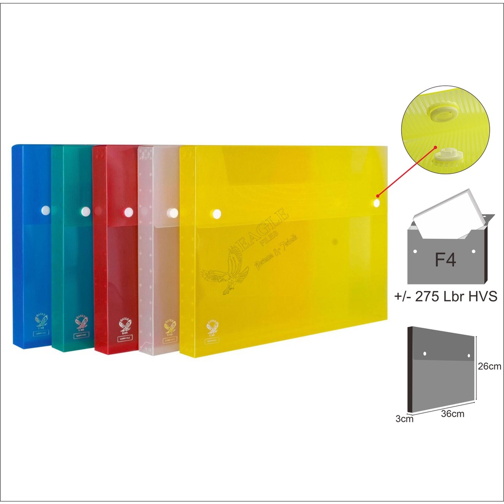 Jual Carry File Box / Document Case Kancing 2 / Map Plastik Tenteng ...