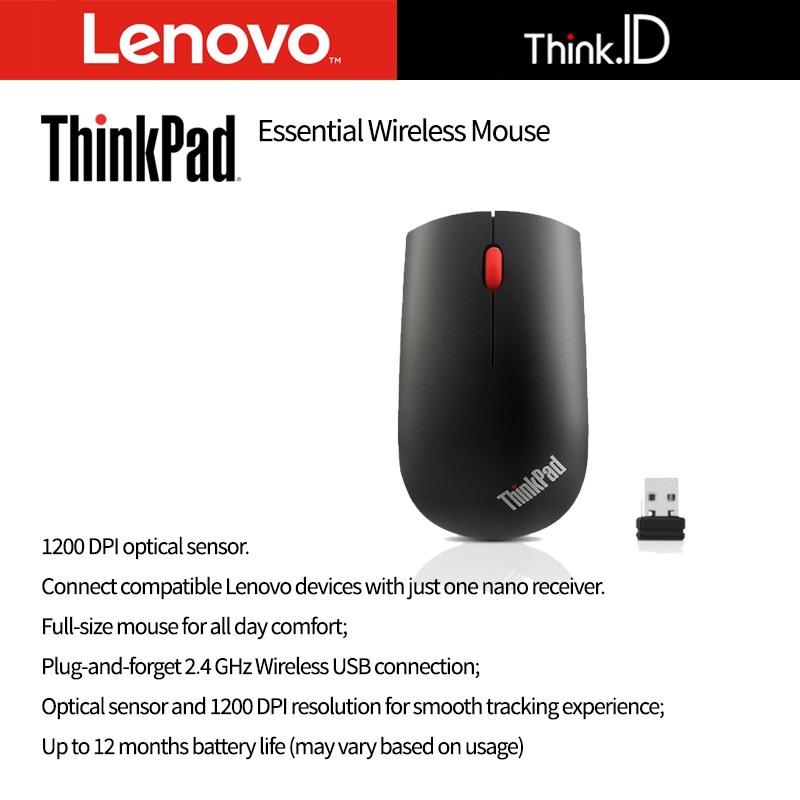 Jual Lenovo ThinkPad Essential Wireless Mouse 4X30M56888 | Shopee Indonesia
