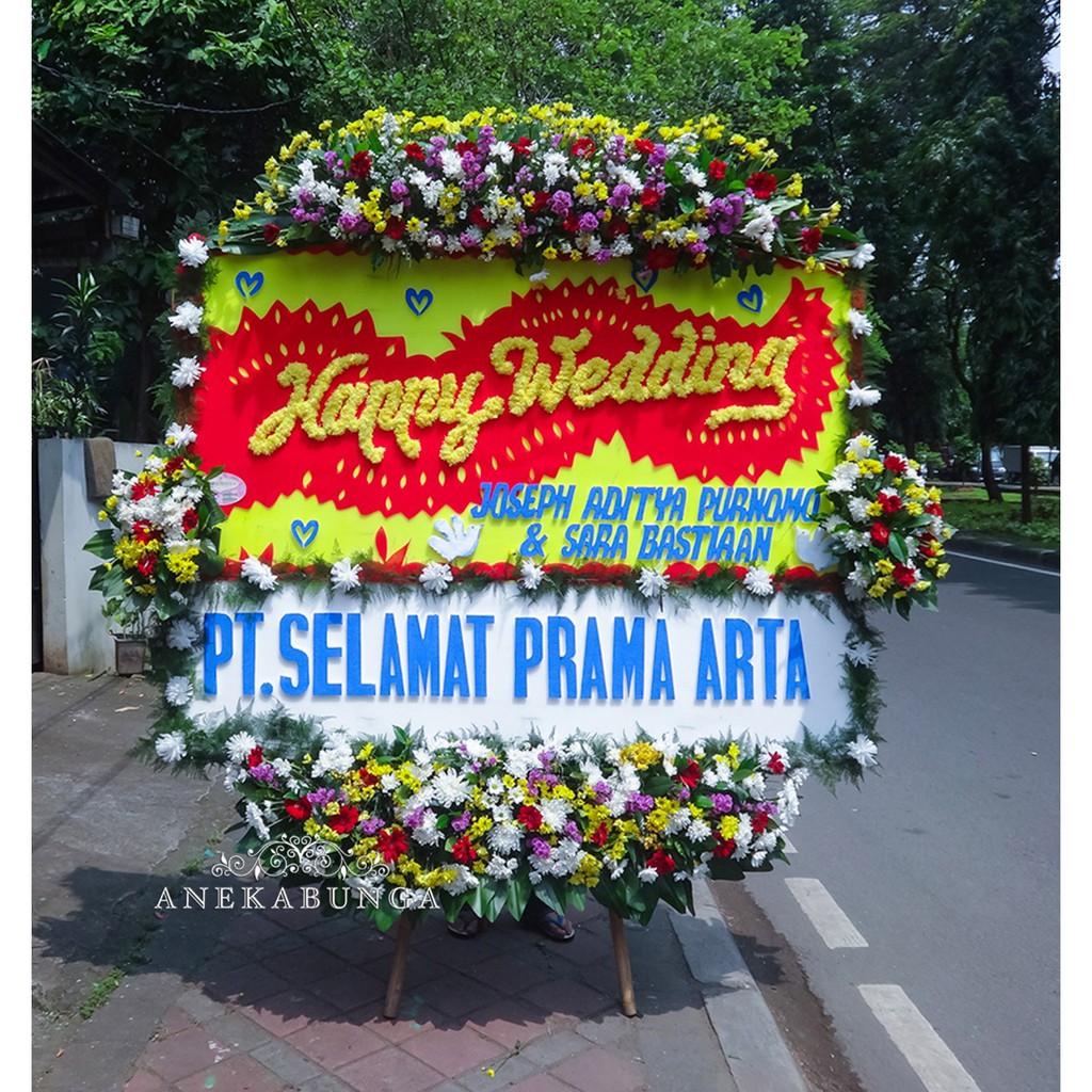 Jual Bunga Papan Ucapan Selamat Stick Werk Flower Board Happy Wedding ...