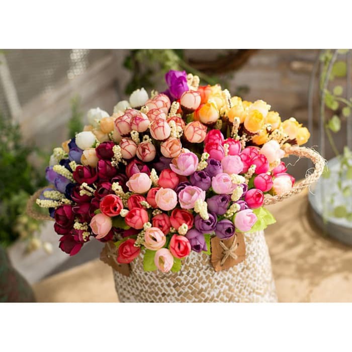 Jual Bunga Mawar Kuncup Kecil Rose Mini Plastik Bunga Artificial Tanpa ...
