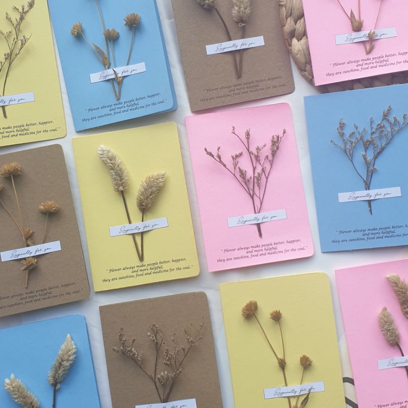 Jual Kartu ucapan estetik greeting card bunga kering kartu terimakasih ...