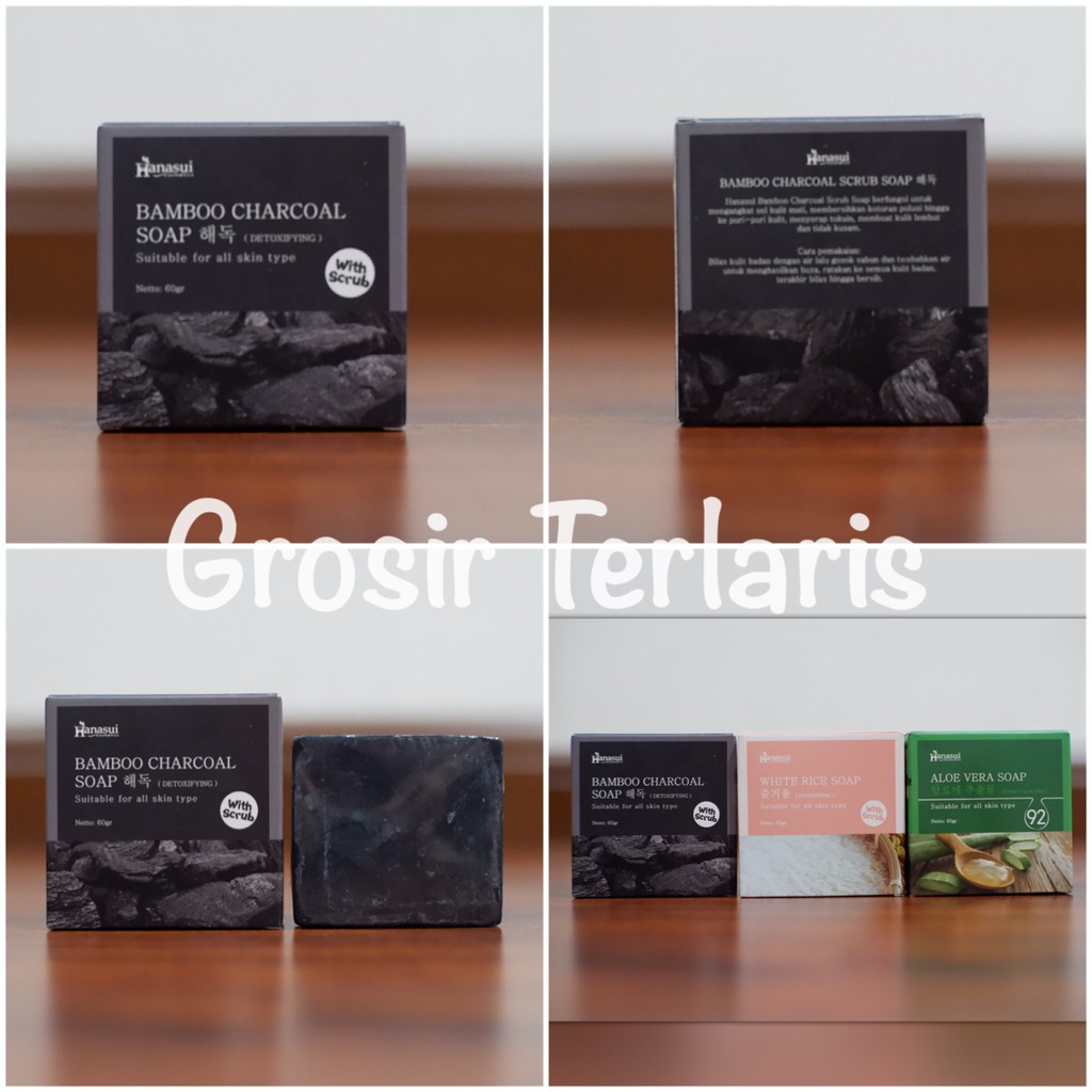 Jual Hanasui Bamboo Charcoal Soap with scrub 60gr / Hanasui Sabun Arang ...