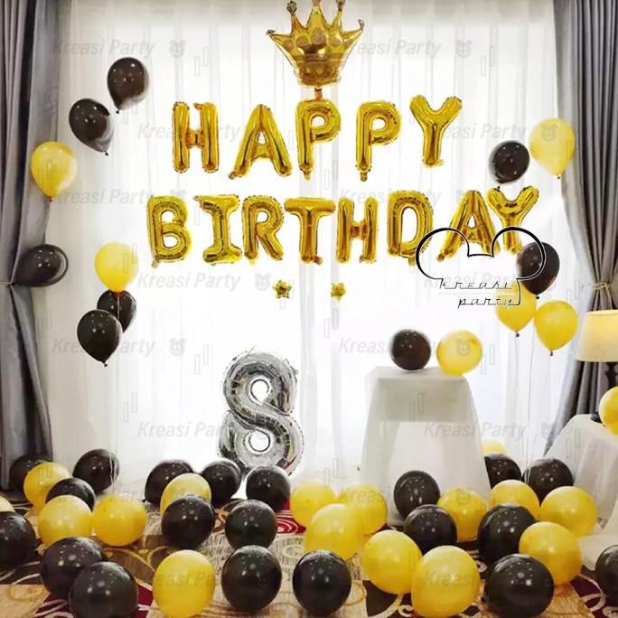 Jual Paket Dekorasi Ulang Tahun Gold #1 / Paket Set Balon Dekorasi ...