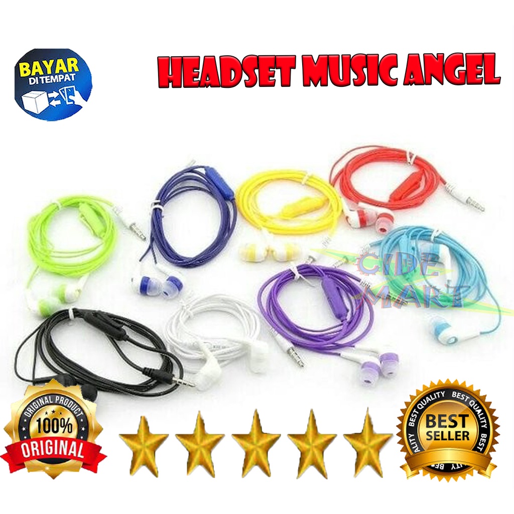 Jual Handsfree Headset Music Angel Macaron Mate Color Hifi Extra Bass ...