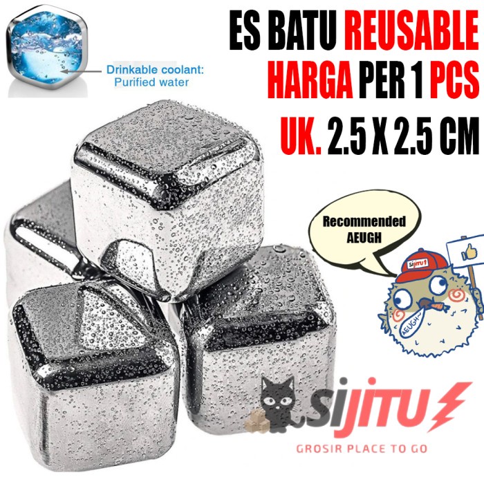 Jual [Ada Stok] Es Batu Stainless Steel Reusable Ice Cube Pakai Ulang ...