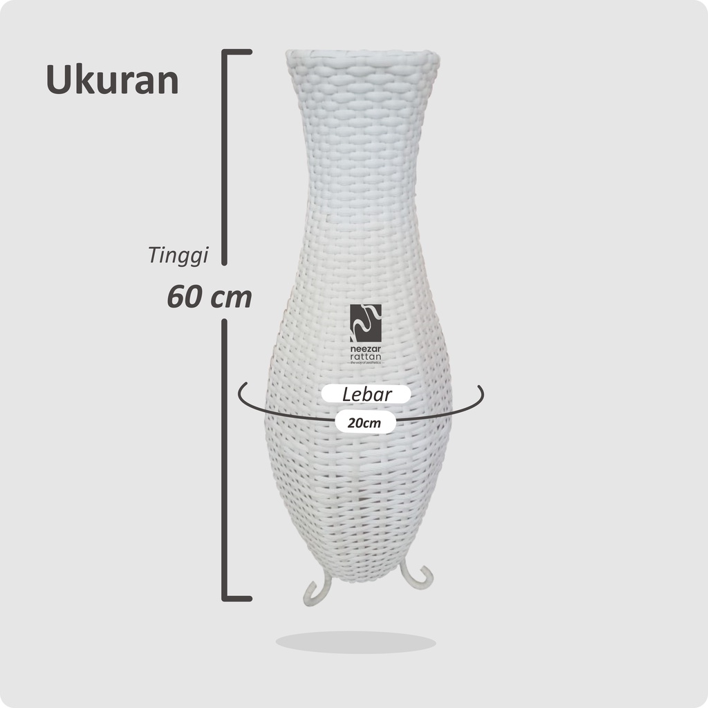 Jual Vas Guci Pot Bunga Tempat Bunga Unik Rotan 50 cm & 70 cm Sintetis ...