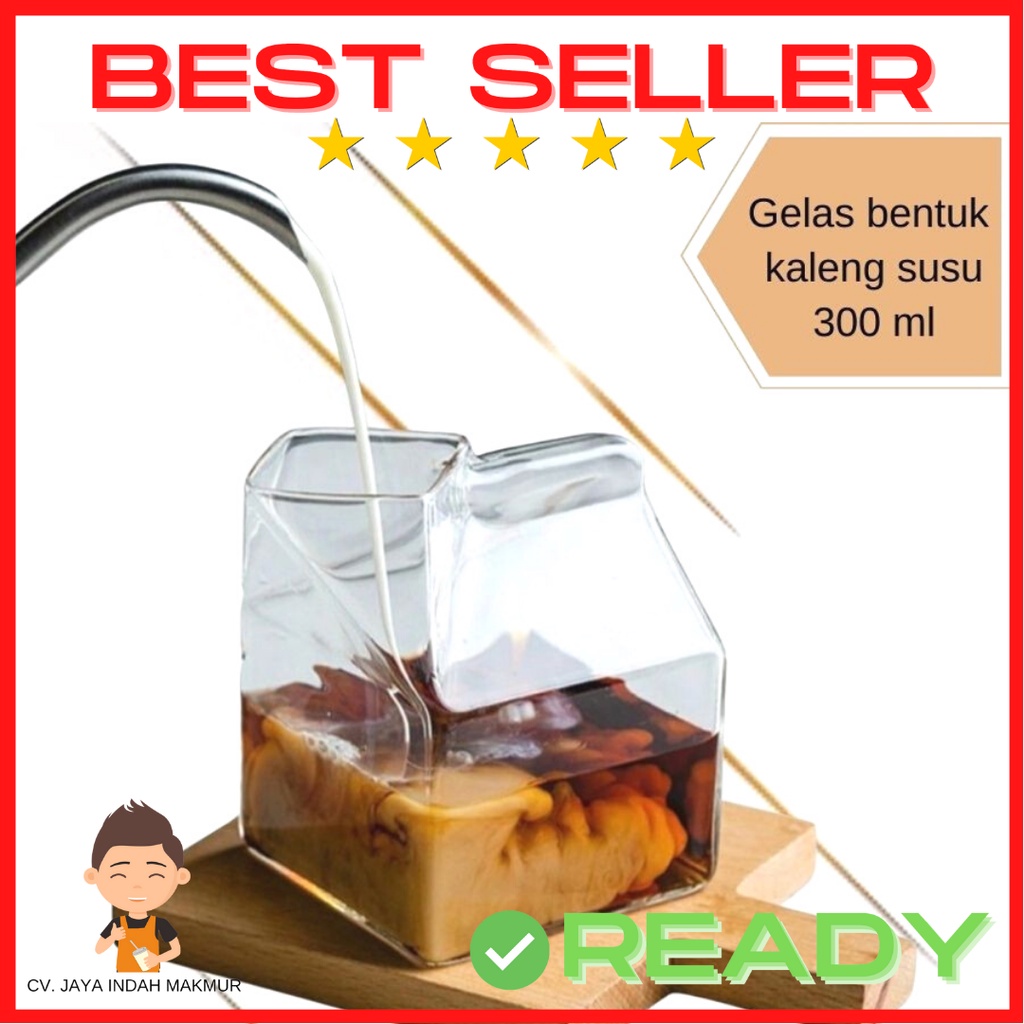 Jual Gelas Kaca Estetik Susu Minum Lucu Unik Gelas Bentuk Kotak Susu ...