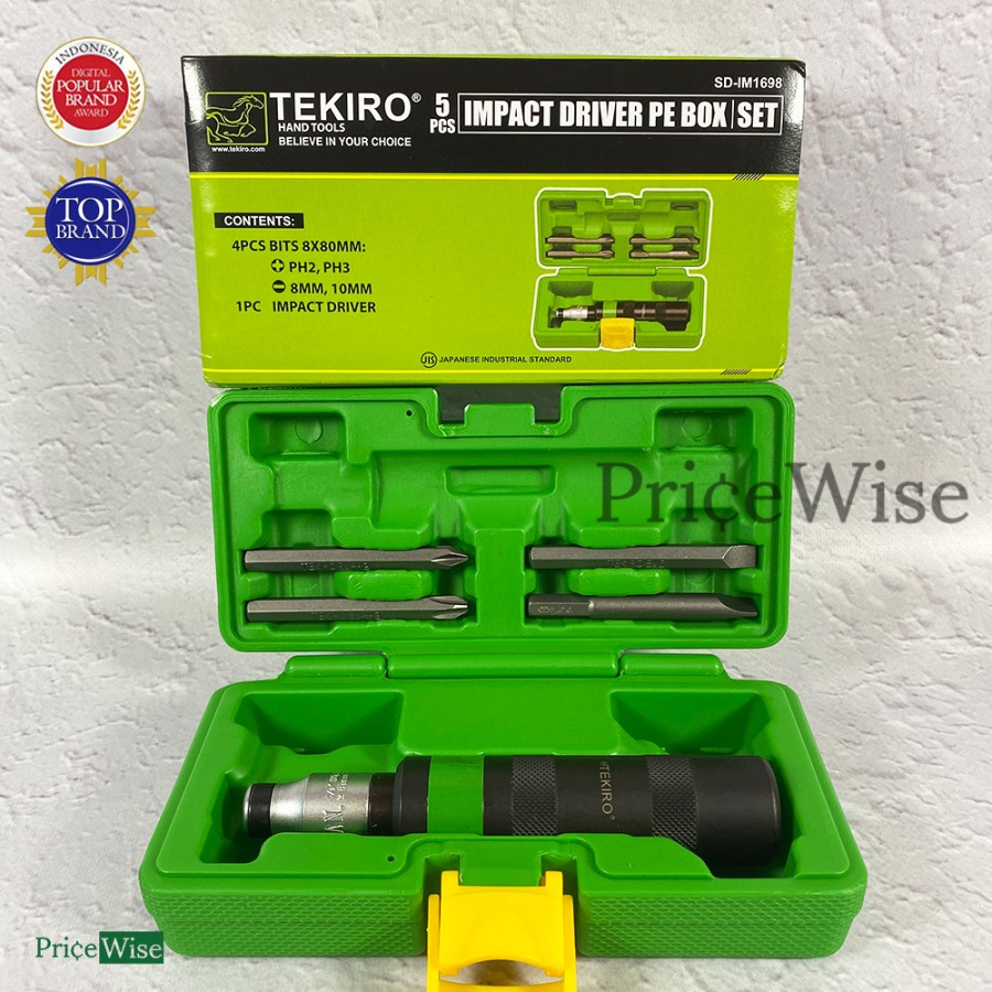 Jual Obeng Ketok Set 5 pcs Tekiro / Impact Driver PE Box Set 5pcs ...