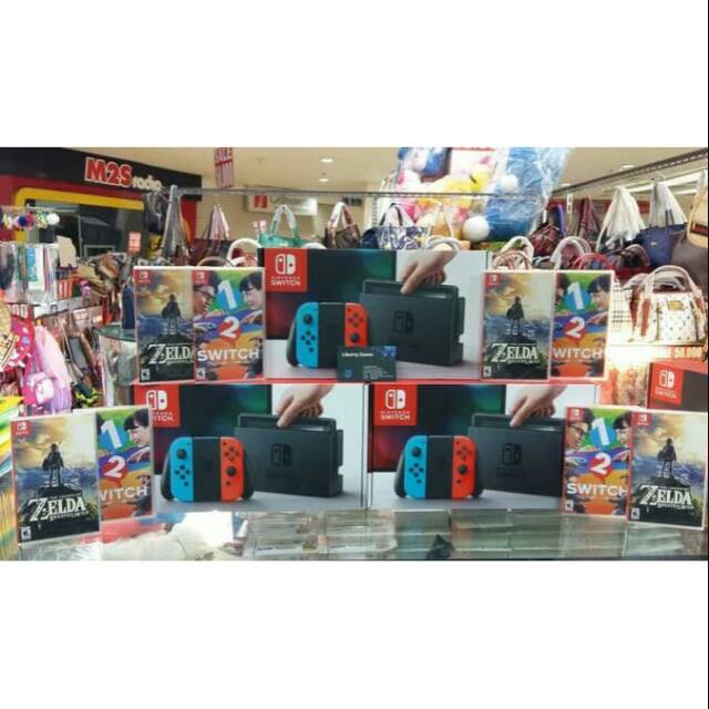 Jual Nintendo Switch Neon Blue & Red + 2 Switch game | Shopee Indonesia
