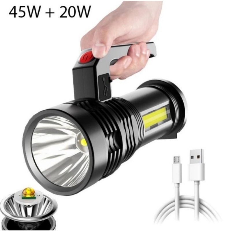Jual senter led senter gagang led 45w + 20w senter isi ulang senter dan ...