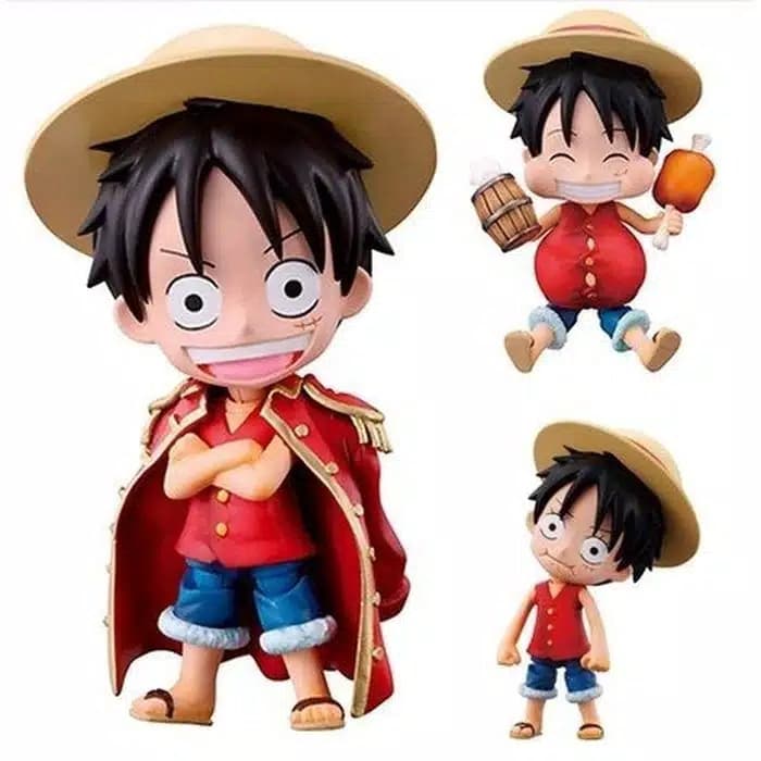 Jual Action Figure One Piece Monkey D Luffy chibi 1 set isi 3pcs ...